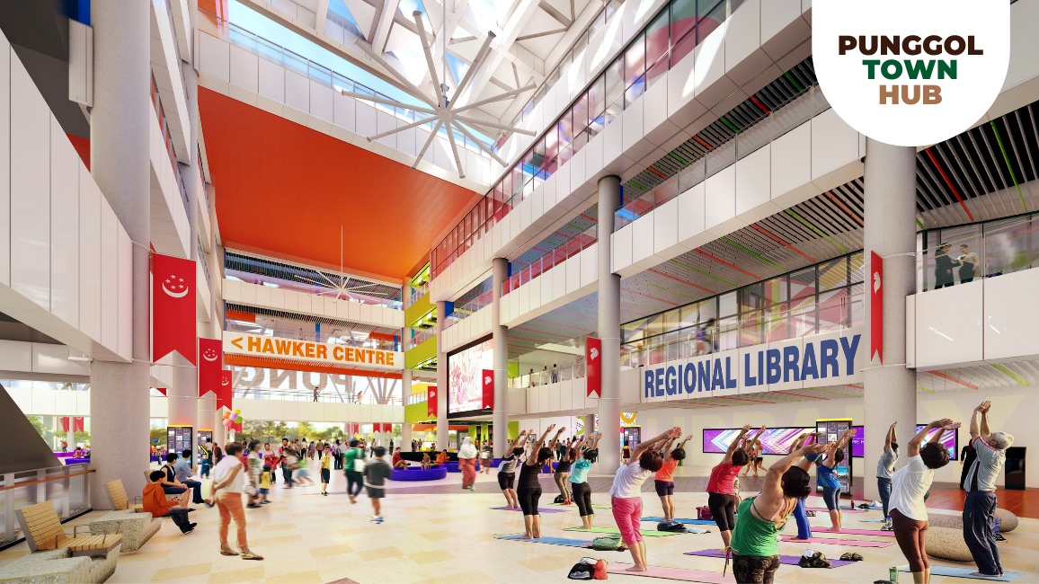 New One Punggol Boasts a 5-Storey Library, 700-Seat Hawker Centre ...